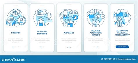 Criteria For Ptsd Blue Onboarding Mobile App Screen Stock Vector Illustration Of Ptsd