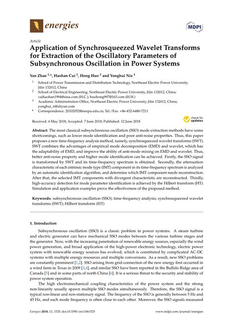 Pdf Application Of Synchrosqueezed Wavelet Transforms For Extraction