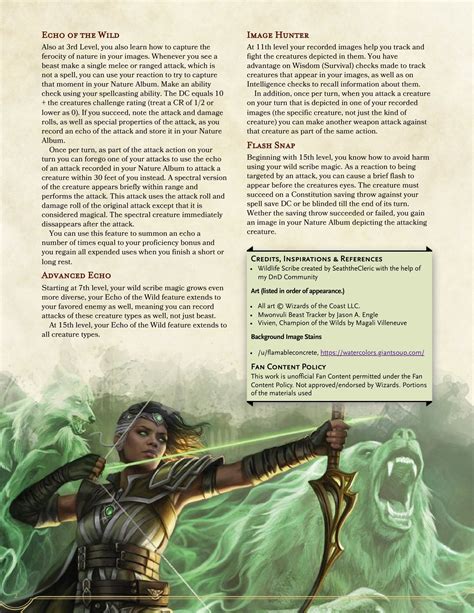 Ranger Subclass Wildlife Scribe Capture The Beauty And Ferocity Of