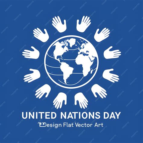 United Nations Day Blue Background Circular Emblem Around The Emblem