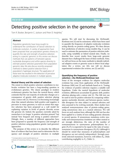 Pdf Detecting Positive Selection In The Genome