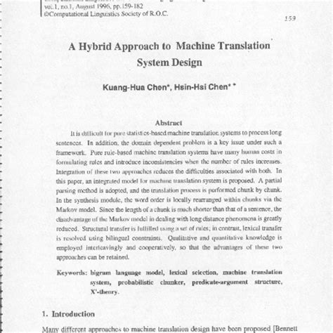 A Hybrid Approach To Machine Translation System Design Acl Anthology