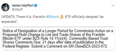 블룸버그 애널리스트 美 Sec 프랭클린 템플턴 Btc 현물 Etf 승인 결정 연기 코인니스