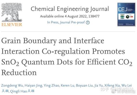 郝青丽教授、雷武教授， Cej观点：晶面边界和载体界面作用双重调控促进sno2高效电催化还原co2 知乎