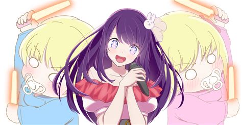 Hoshino Ai Hoshino Ruby And Hoshino Aquamarine Oshi No Ko Drawn By Daramaro56 Danbooru