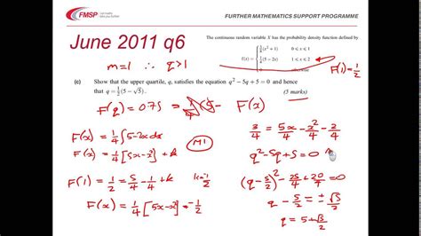 Fmsp Revision Video Aqa S2 Continuous Random Variables Youtube