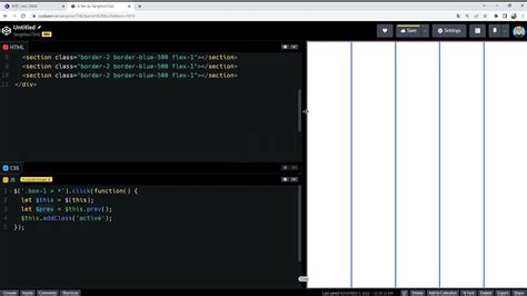 2022 11 03 자바스크립트와 제이쿼리 기초 56강 아코디언2 구현 클릭 당하면 양 옆의 배경색이 변함 Next Prev Youtube