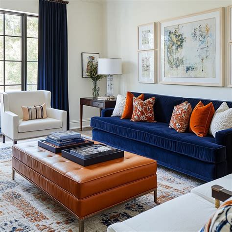 Navy And Burnt Orange Living Room Ideas