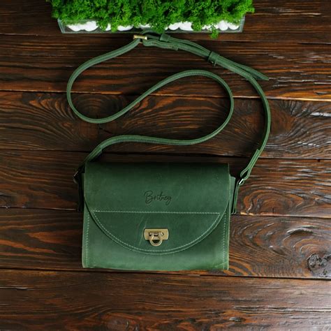 Green Leather Crossbody Bag Womens Green Purse Small Cross Body Bag