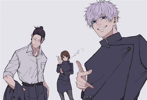 Lllou Illust Getou Suguru Gojou Satoru Ieiri Shoko Jujutsu Kaisen