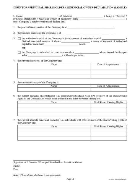 Director Declaration And Clearance Template Pdf Bearer Instrument