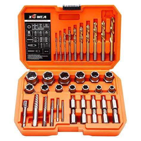Xewea Screwandbolt Extractor Set And Drill Bit Kit Easy Out Broken Lug Nut Extraction Socket Set