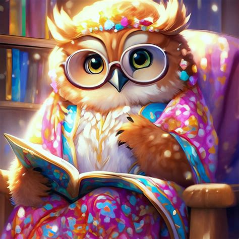 📖🥰 Olya Art Fluffy Sweet Kind Plump Intelligent Anthropomorphic Owl