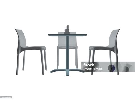 의자가 있는 다각형 현대 원형 테이블 벡터 그림입니다 의자가 있는 식탁의 벡터 아트 다각형 3d 탁자에 대한 스톡 벡터 아트 및 기타 이미지 Istock