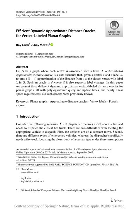 Efficient Dynamic Approximate Distance Oracles For Vertex Labeled Planar Graphs Request Pdf