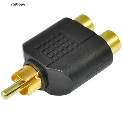 Male To Double Female Socket Av Audio Video Signal Y Splitter Plug Adapter Computers Tech