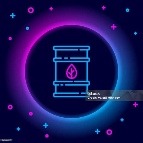 검은 색 배경에 고립 된 빛나는 네온 라인 바이오 연료 배럴 아이콘 에코 바이오 및 캐니스터 녹색 환경과 재활용 다채로운 개요 개념 벡터 0명에 대한 스톡 벡터 아트 및