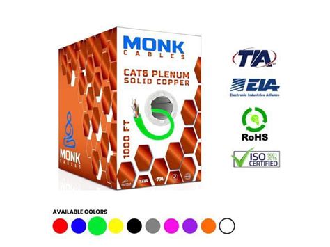 Cat6 Plenum Cmp 1000ft Bulk Ethernet Cable 100 Pure Solid Bare