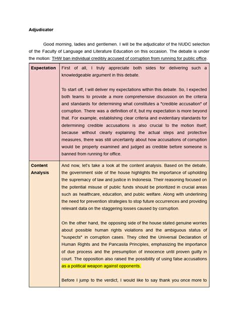 Nudc Adjudicator Script Example Pdf Corruption Argument