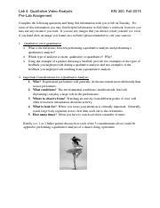 Lab Qualitative Analysis Prelab Pdf Lab Qualitative Video Analysis Pre Lab Assignment
