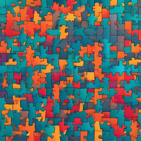 Abstract Pattern Of Interconnected Puzzle Pieces In Vibrant Colors Conceptual And Versatile