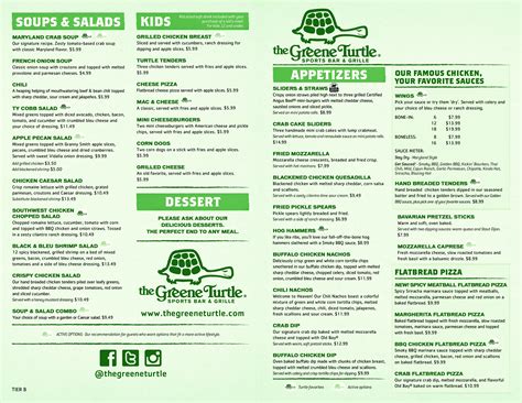 Menu At The Greene Turtle Sports Bar And Grille Chesapeake Greenbrier Pkwy 2260