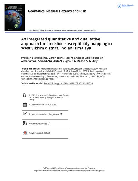Pdf An Integrated Quantitative And Qualitative Approach For Landslide Susceptibility Mapping
