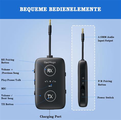 Elecmoga 2 In 1 Bluetooth 5 4 Adapter User Manual