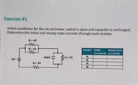 Solved Exercise Initial Conditions For The Circuit Below Chegg Com