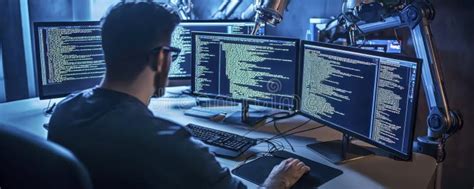 Technicians Performing Maintenance And Programming Tasks In High Tech Laboratory Environment