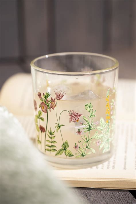 Set Of 4 Floral Print Drinking Glasses Wholesome Home
