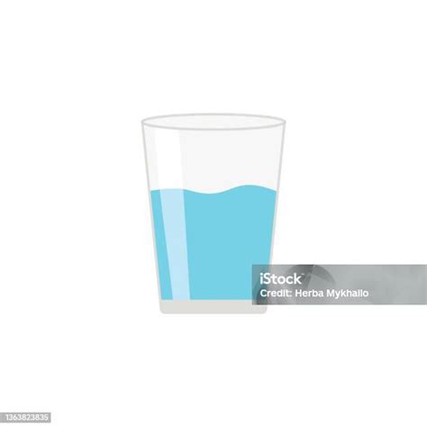 흰색 배경에 물 벡터 그림 의 유리 물 한 잔 어떤 목적을 위해 훌륭한 디자인 가득 찬에 대한 스톡 벡터 아트 및 기타 이미지 가득 찬 감기와 독감 개념 Istock