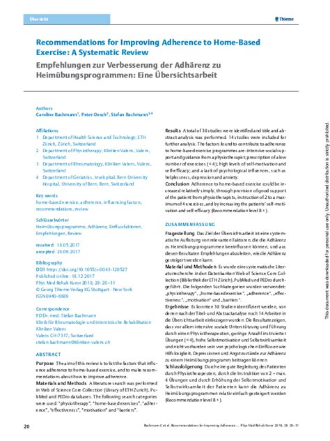 Pdf Recommendations For Improving Adherence To Home Based Exercise A