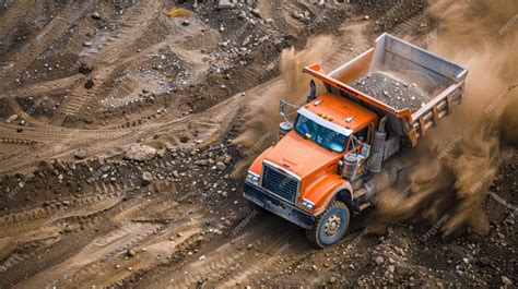 A Dump Truck In Action Moving Earth And Debris On A Construction Project Premium Ai Generated