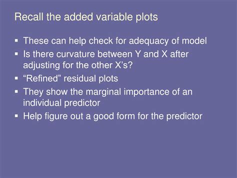 Ppt Lecture 13 Diagnostics In Mlr Added Variable Plots Identifying