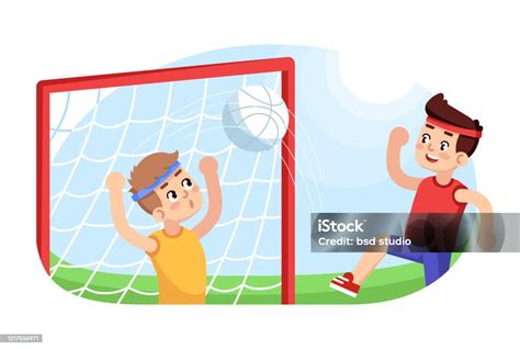 축구 플랫 벡터 그림을 재생 하는 소년입니다 어린이 레저를위한 스포츠 클럽 젊은 스포츠맨을위한 팀 게임 과외 야외 활동 챔피언십