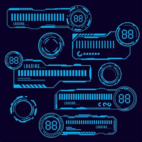 Premium Vector Vector Set Of Loading Progress Frame Hud Technology Futuristic