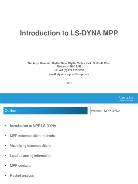 Introduction To Ls Dyna Mppandrestart Pdf Load Balancing Computing
