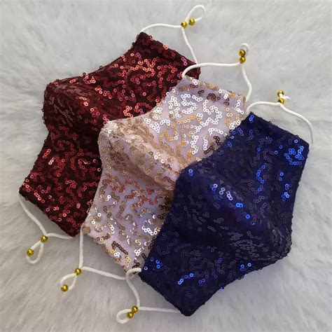 Womens Evening Mask Elegant Sequin Design In Different Colors