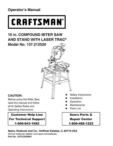 Craftsman 137 212520 Operators Manual Download Pdf