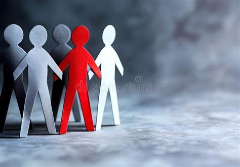 Paper Cutout Figures Holding Hands With One Red Figure In Center Friendship Diversity Uniqueness