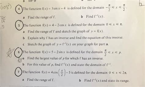solved 4 the function f x 3sinx−4 is defined for the