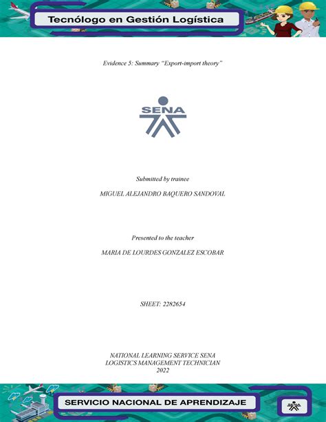 Evidence 5 Sumary Export Import Theory Evidence 5 Summary “export Import Theory” Submitted