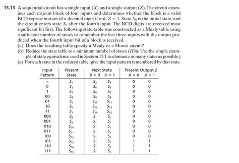 a sequential circuit has a single input x and a