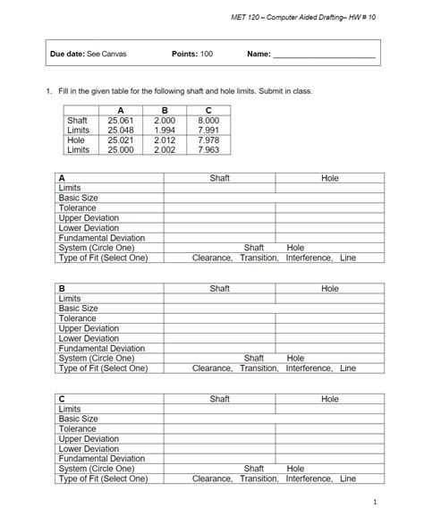 solved 1 fill in the given table for the following shaft