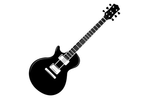 Electric Guitar Icon Black Rock Band In Graphic By Microvectorone