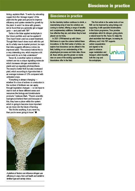 Maximising Efficiency Unium Bioscience Limited