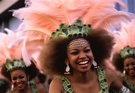Dancers Female In Colorful Sumptuous Brazil Carnival Premium Ai
