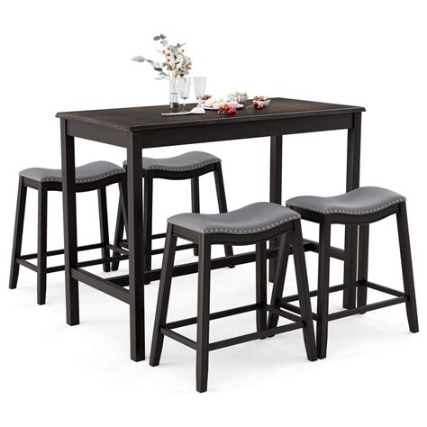 Giantex Small Top Style Bar Chairs Dining Set For 4 Kitchen Counter