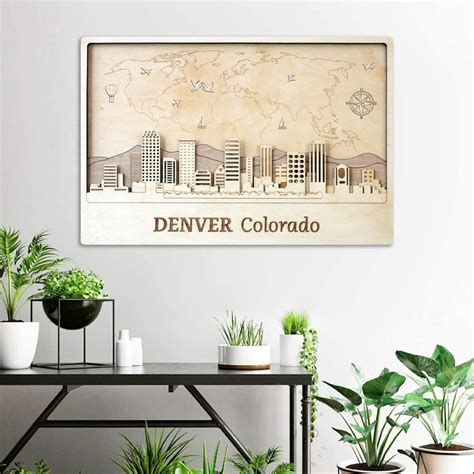 Denver Skyline Wood Wall Art Wall Decor Personalized T Anniversary